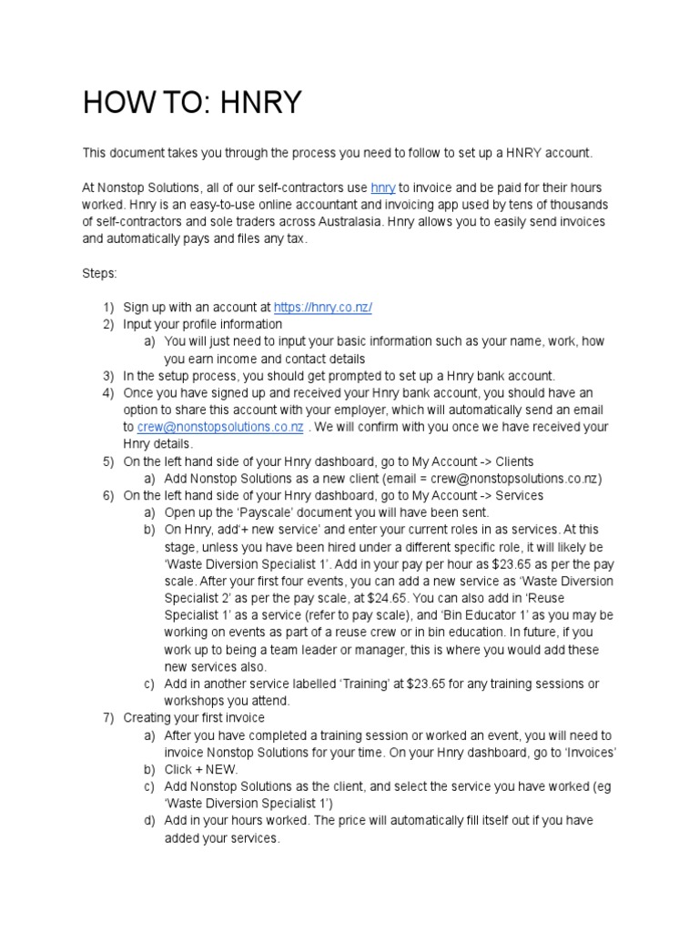 How To - Hnry | PDF | Invoice | Payments
