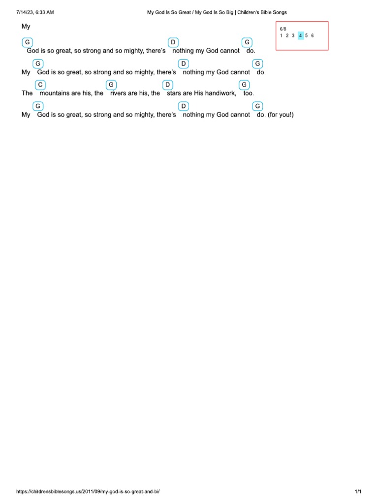 My God Is So Great - My God Is So Big - Children - S Bible Songs | PDF