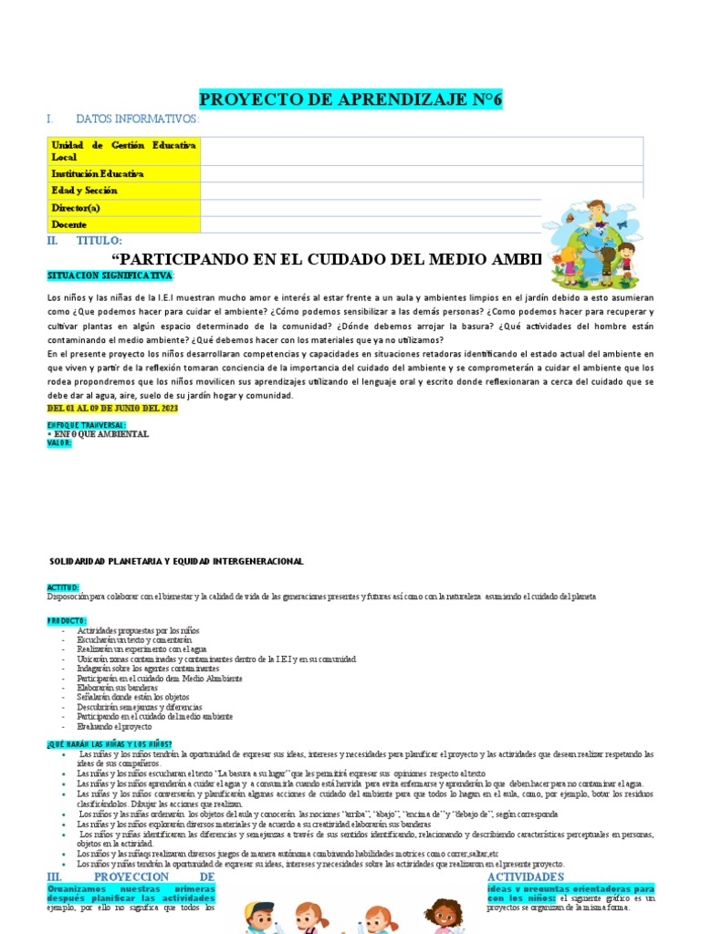 (4 Años) Proyecto de Aprendizaje #6 Junio 2023 | PDF | Aprendizaje | Evaluación