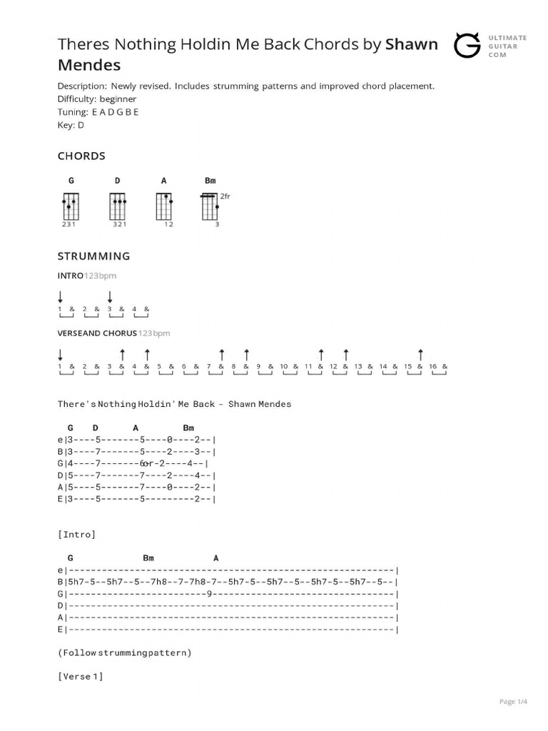 Theres Nothing Holdin Me Back Chords | PDF