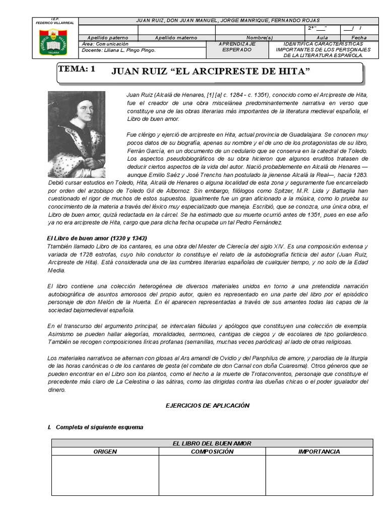 Juan Ruiz, Juan Manuel, Jorge Manrique, Fernando Rojas | PDF ...