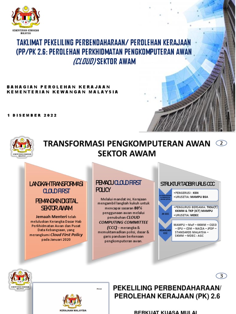 Sesi 2 Juliana MoF PK2.6 - Pengkomputeran Awan - 30112022 - MyGovcloud Day | PDF