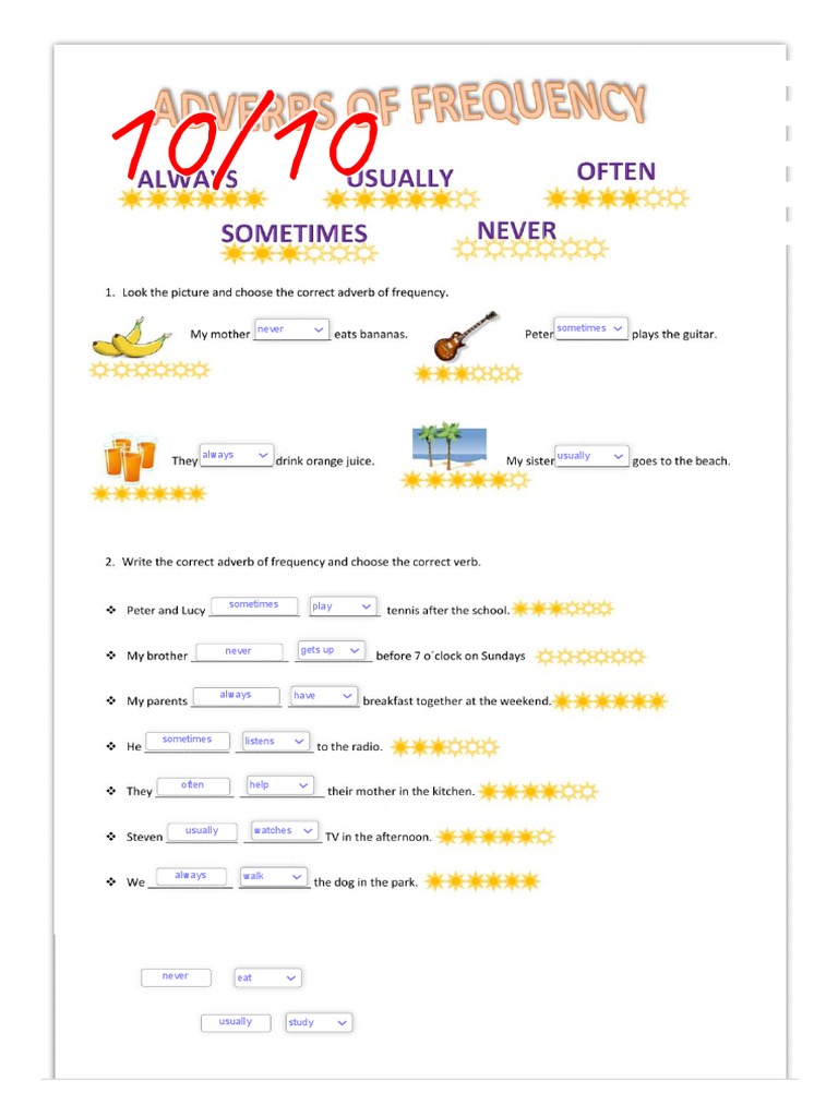 Adverbs of frequency interactive activity for elementary | PDF