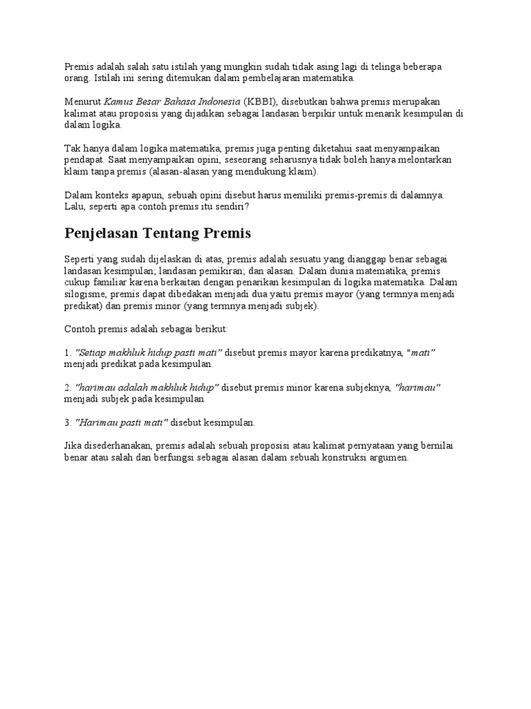 Premis | PDF | Filsafat