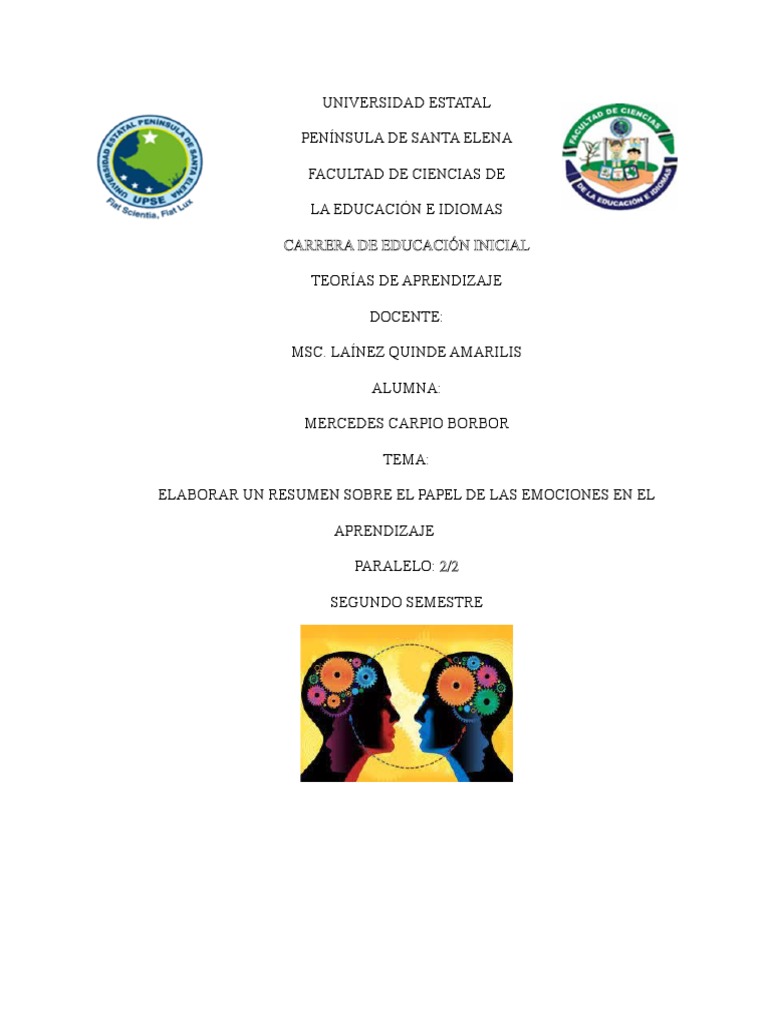Resumen de Las Emociones en El Aprendizaje | PDF | Las emociones | Aprendizaje