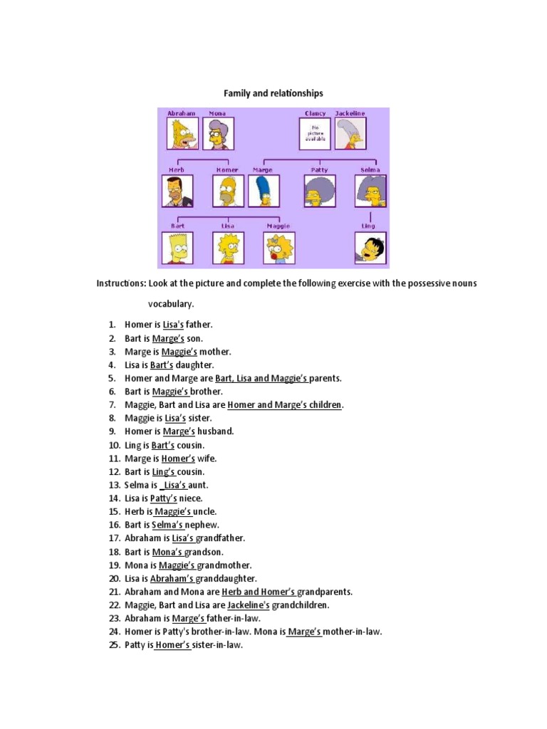 Family and Relationships Worksheet | PDF