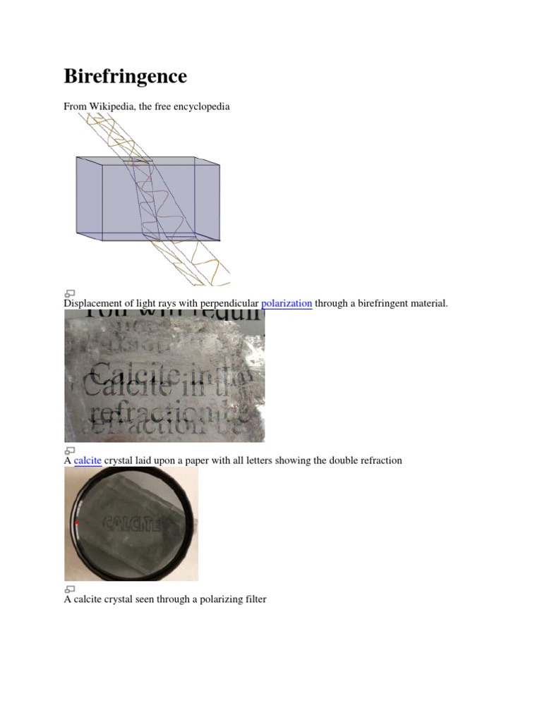 Birefringence: From Wikipedia, The Free Encyclopedia | PDF ...