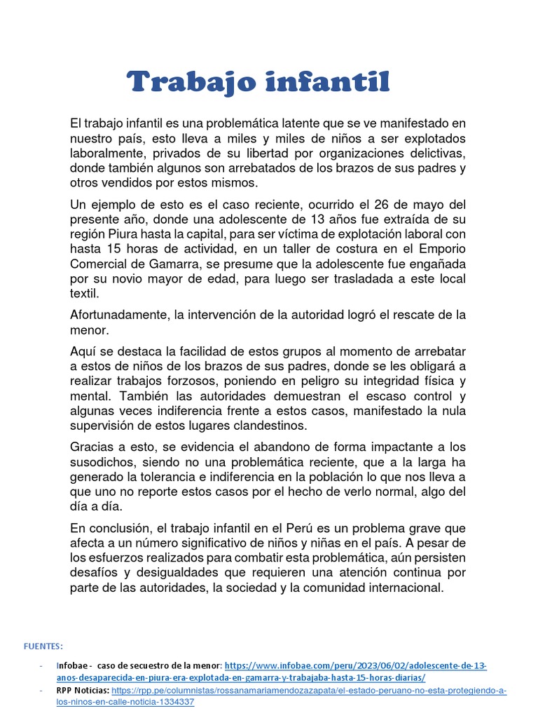 Artículo - Trabajo Infantil | PDF | Trabajo infantil