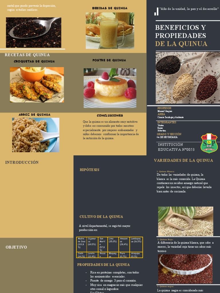 Triptico de Los Beneficion y Propediades de La Quinua | PDF | Quinua | Nutrición