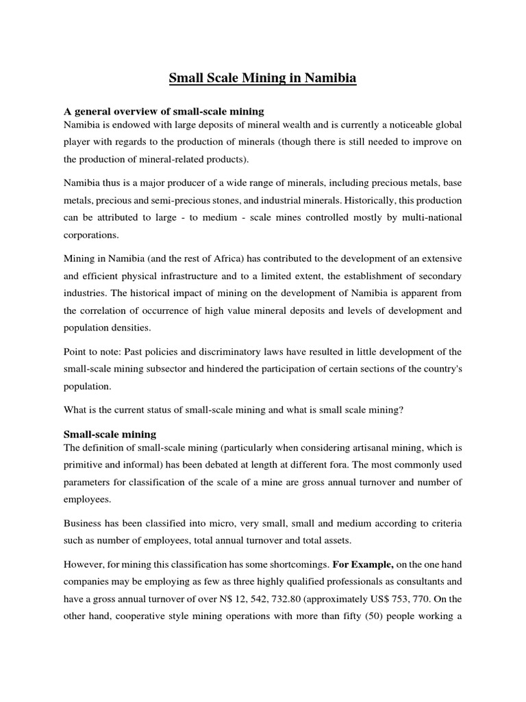 Small-Scale Mining in Namibia | PDF | Mining | Environmental Impact ...