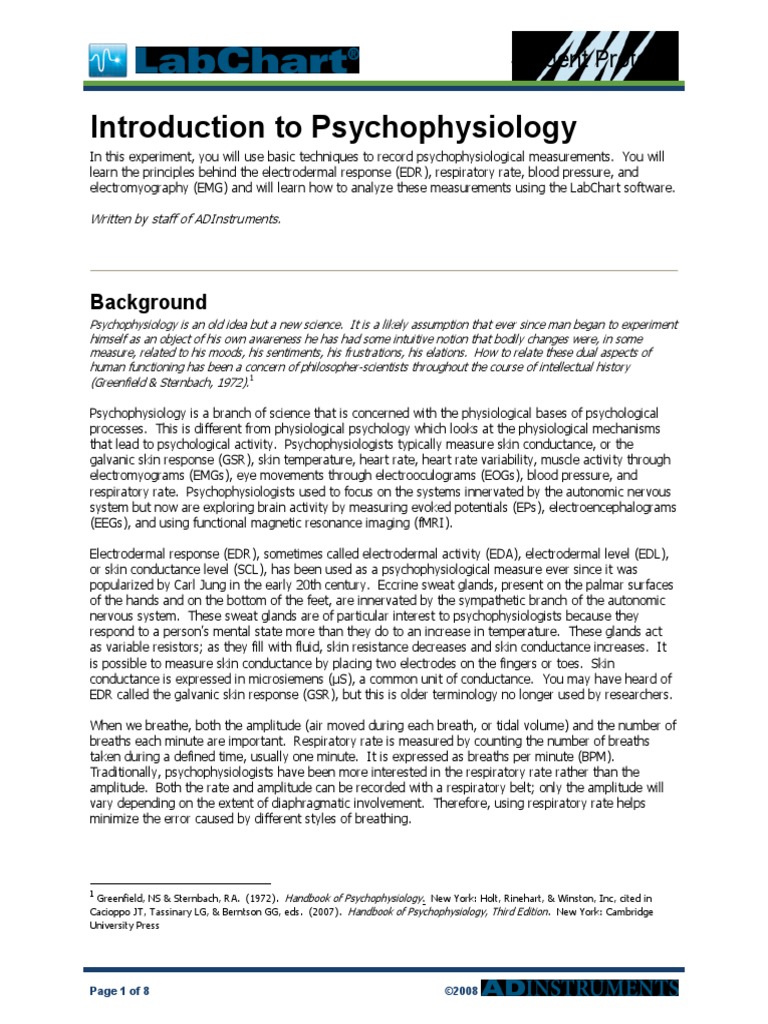 Introduction To Psychophysiology Student Protocol | PDF ...