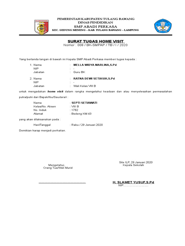 Surat Tugas Home Visit | PDF