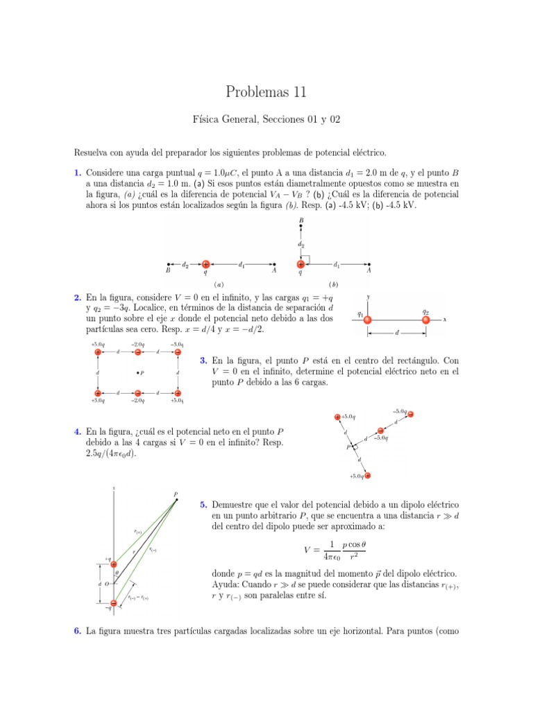 Problemas 11 | PDF | Dipolo | Carga eléctrica
