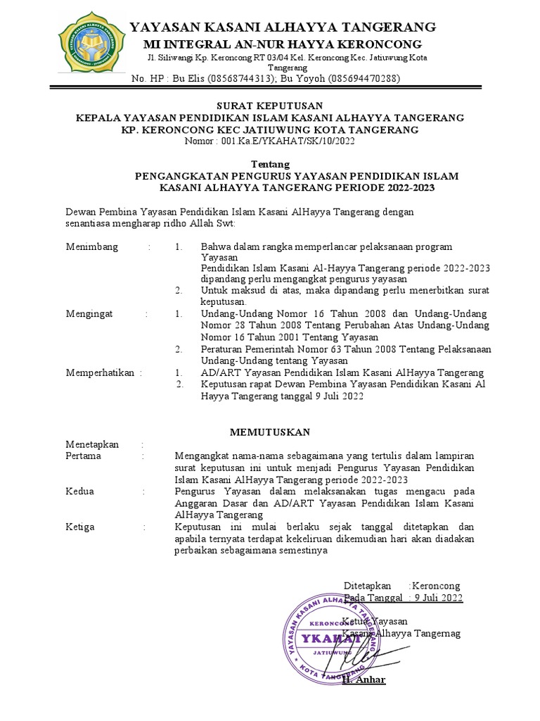 3. SK Pengurus Dan Susunan Pengurus | PDF