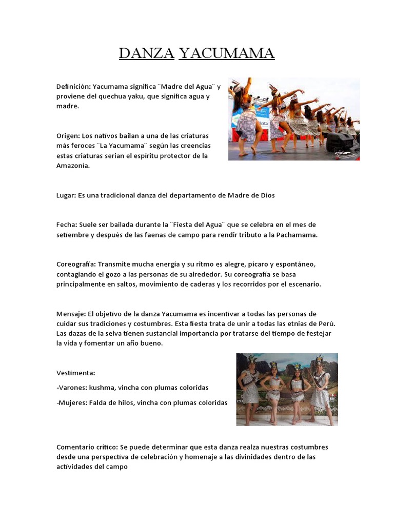Danza Yacumama | PDF | Arte | Religión y espiritualidad
