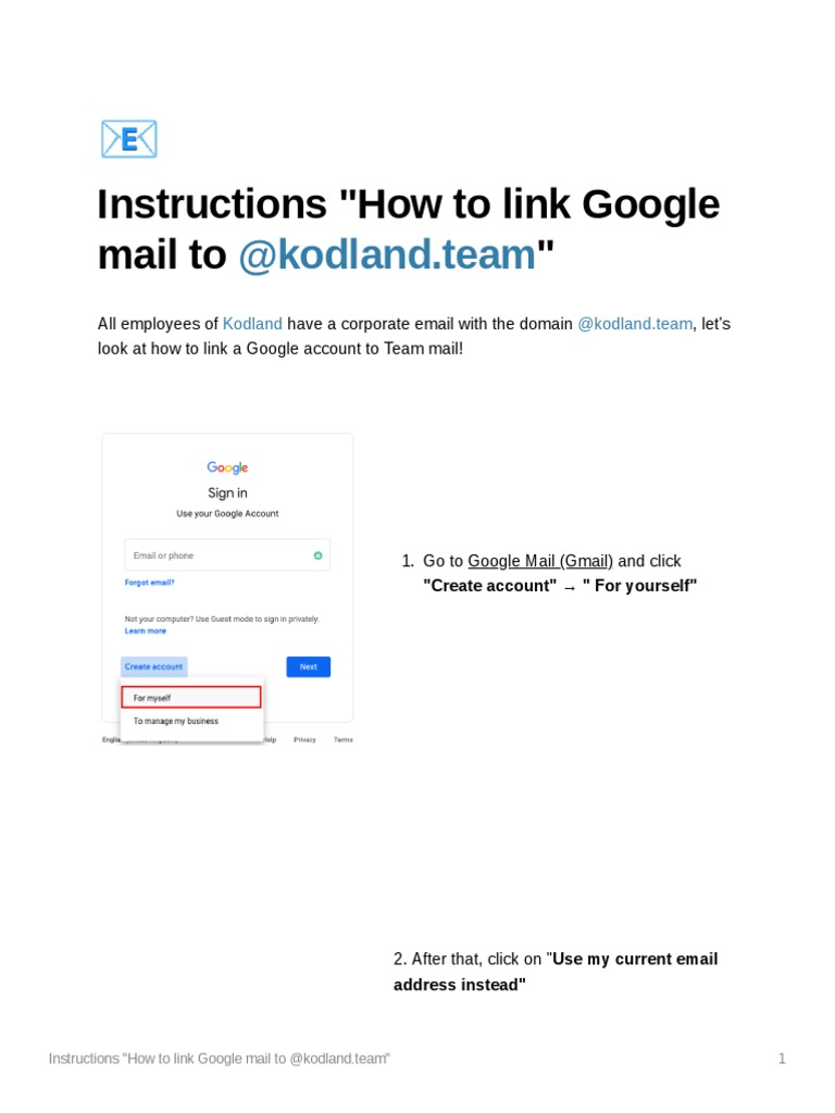 Instructions How To Link Google Mail To Kodland - Team | PDF | Computers