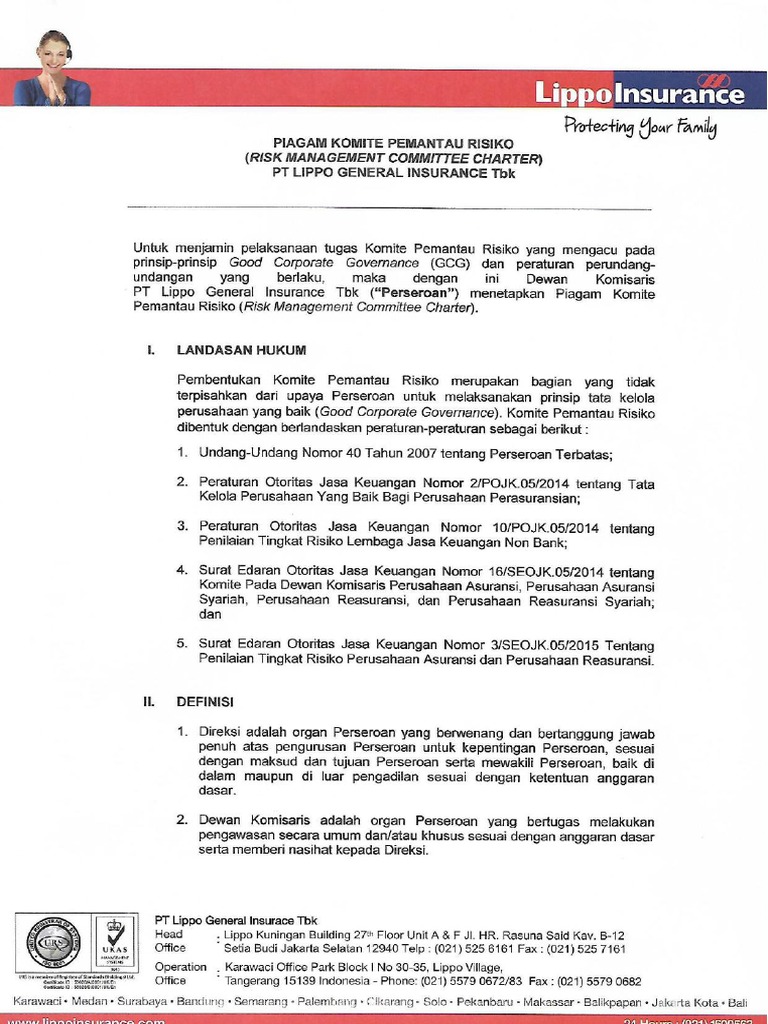 Piagam Komite Pemantau Risiko Comp | PDF