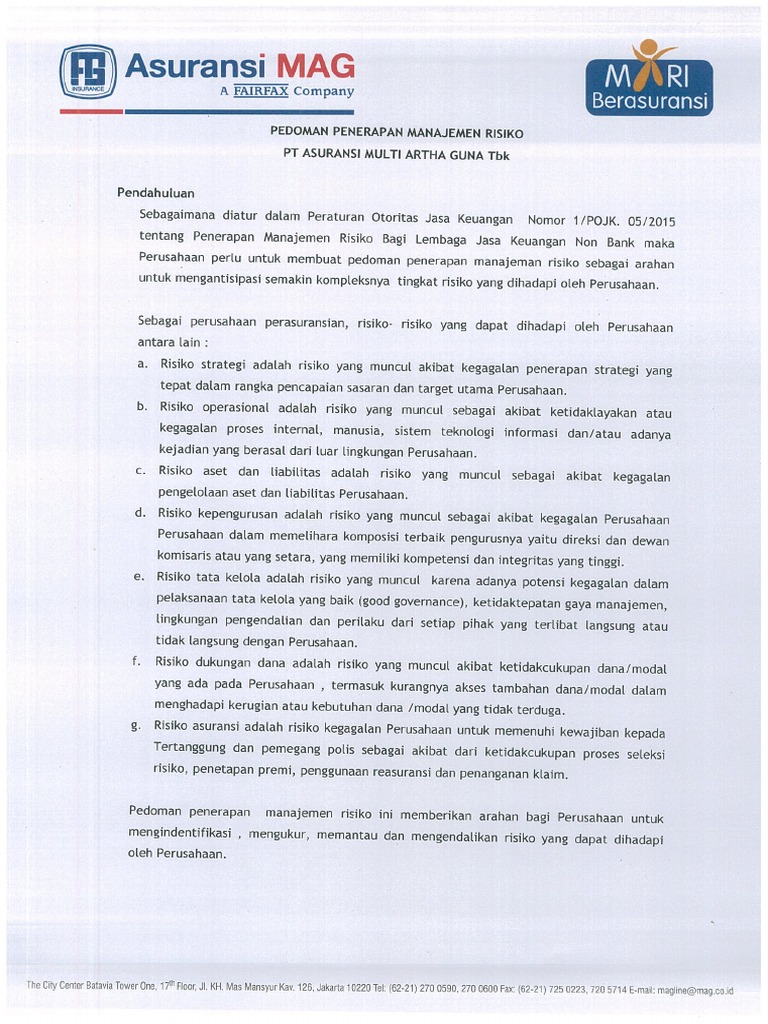 Pedoman Manajemen Risiko Risk Management | PDF