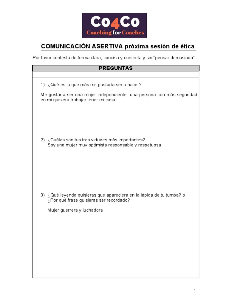 COMUNICACION ASERTIVA-ejercicio | PDF | Virtud