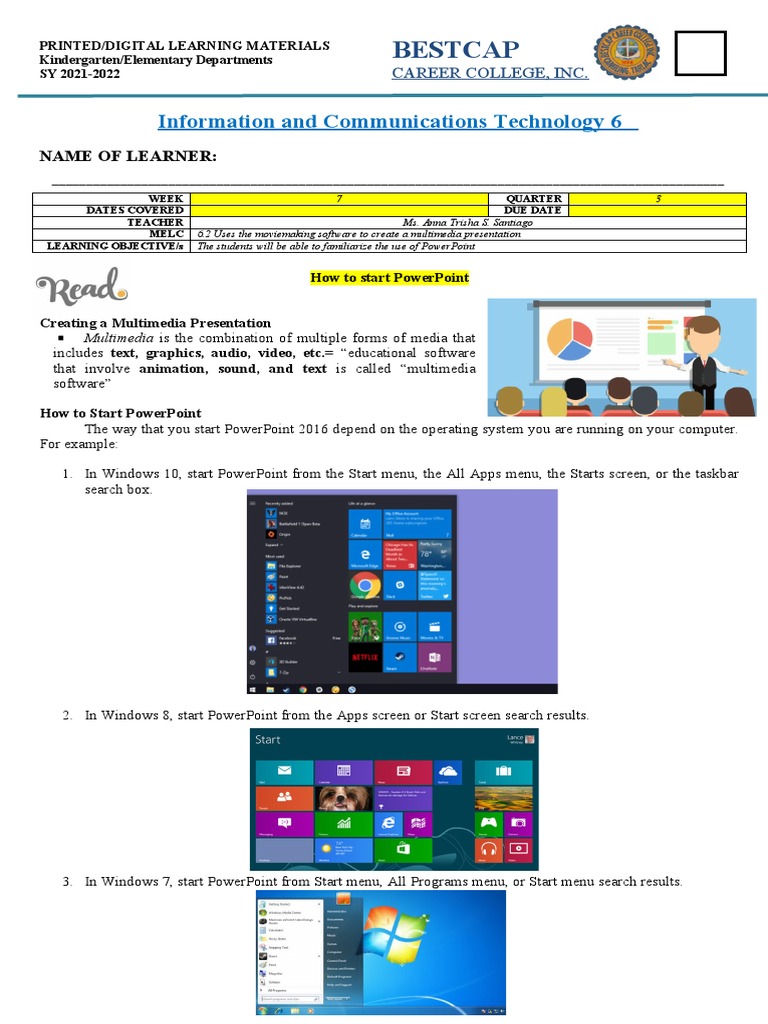Anna - PLM - Q4 - W7 (ICT 6) | PDF | Microsoft Power Point | Multimedia
