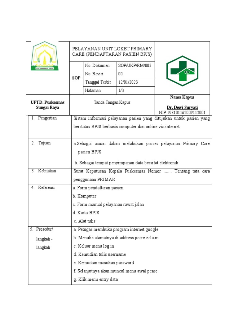 Prosedur Pendaftaran Pasien BPJS | PDF