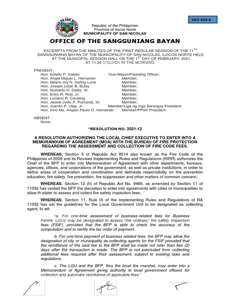 R2021-12-MOA-BFP-ASSESSMENT-AND-COLLECTION From Lgu | PDF | Fee | Local Government