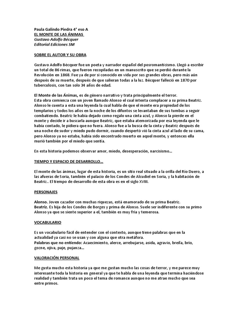 Análisis de "El Monte de las Ánimas" | PDF