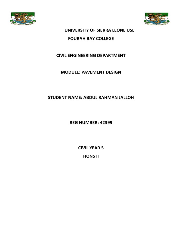 University of Sierra Leone Usl Fourah Bay College Civil Engineering ...