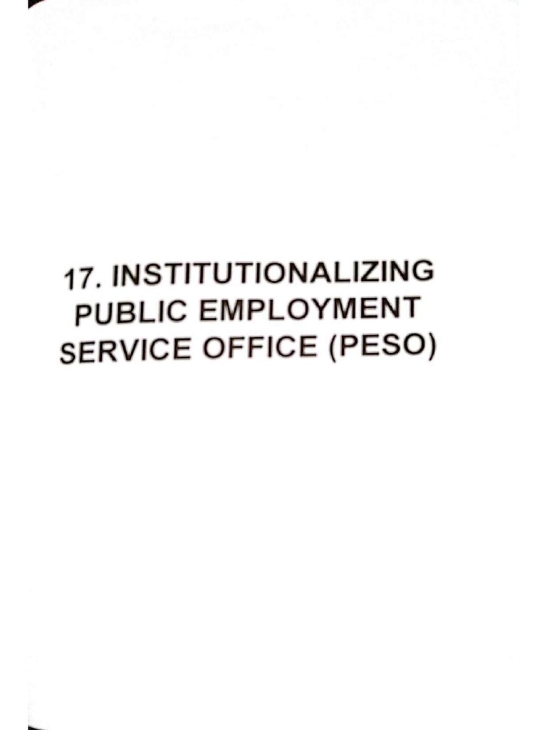 Institutionalizing Public Employment Service Office (PESO) | PDF