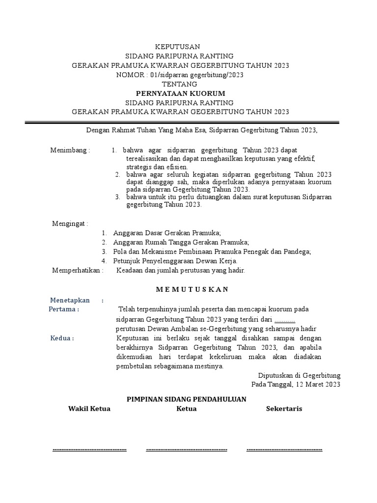 Draft Sidparran Gegerbitung 2023 | PDF