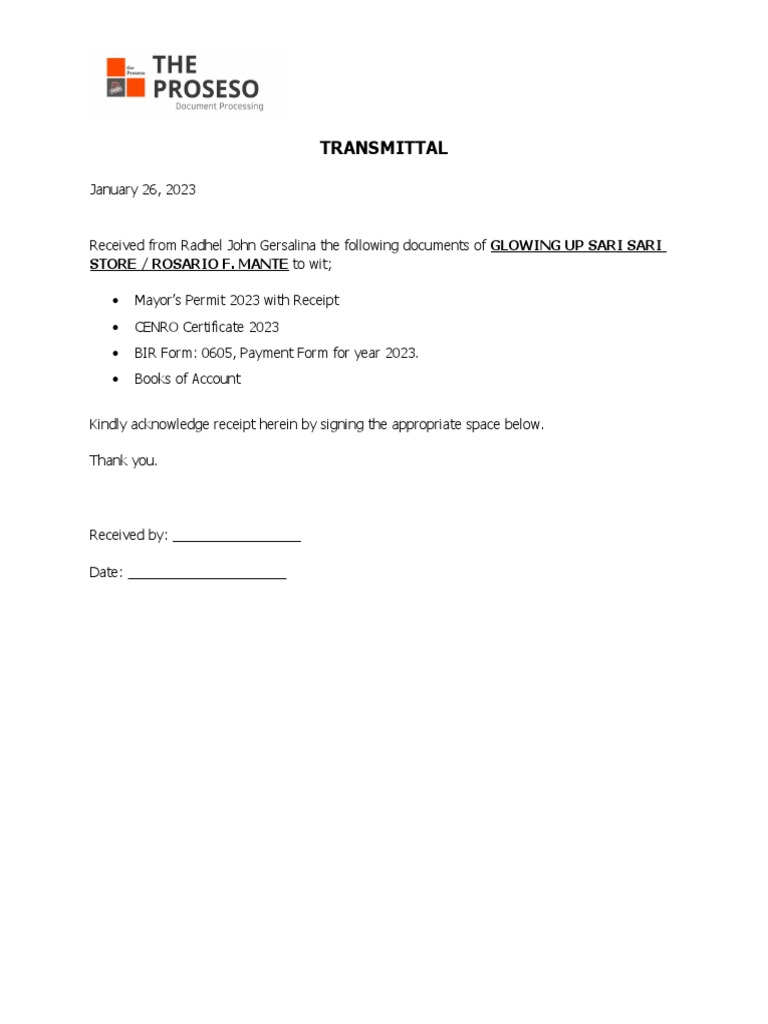 Transmittal | PDF