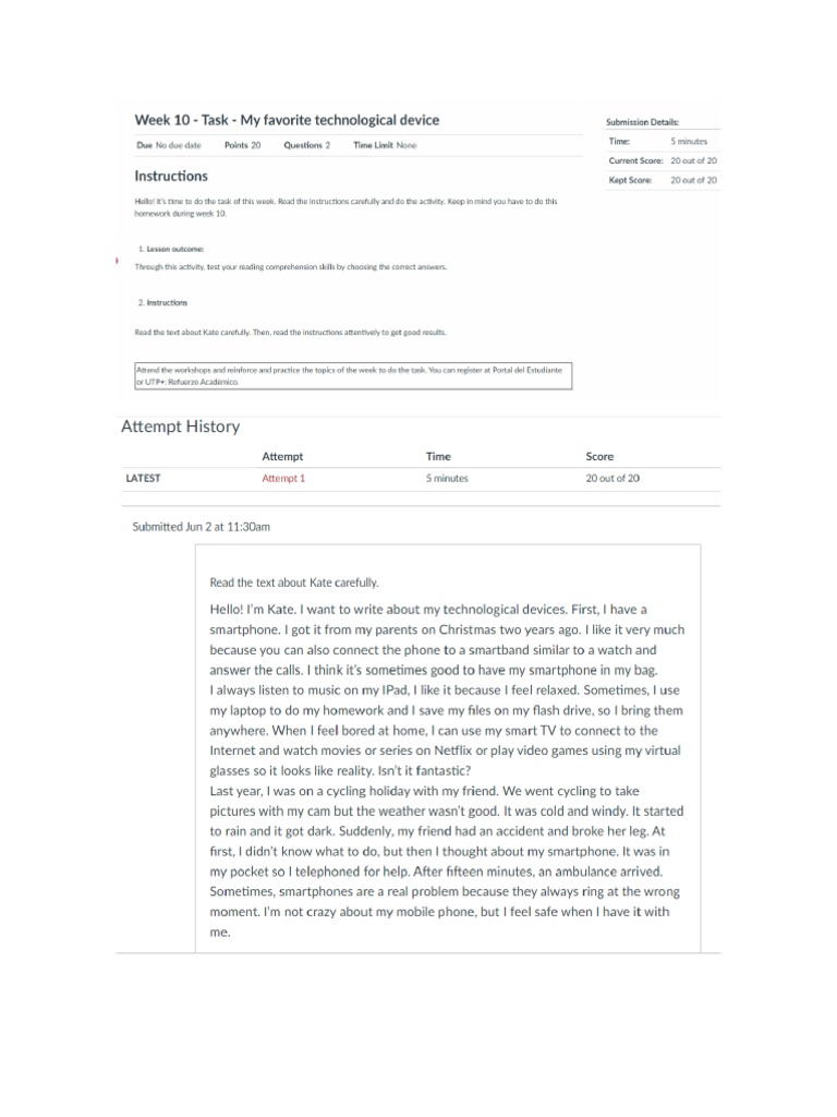 Week 10 - Task - My Favorite Technological Device - Solucionario | PDF