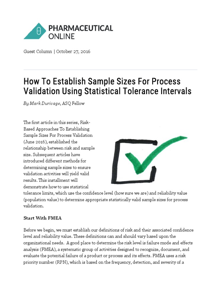 How To Establish Sample Sizes For Process Validation Using Statistical ...
