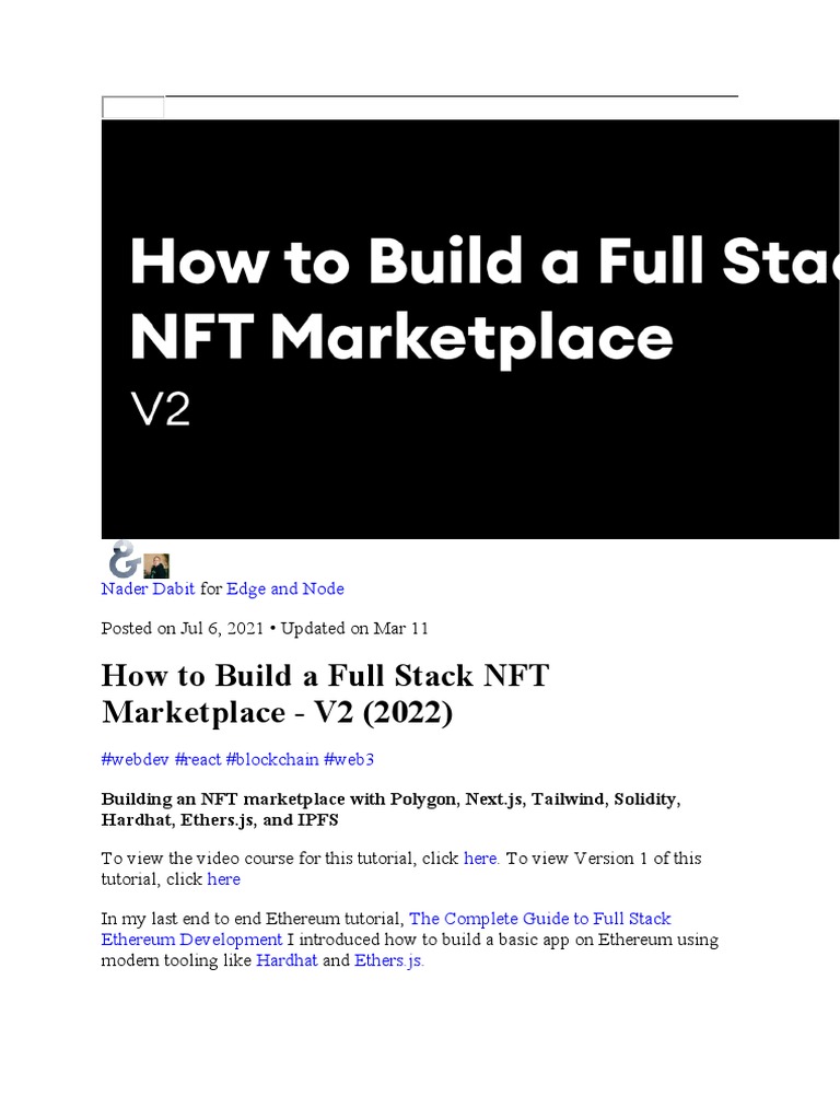 How To Build A Full Stack NFT Marketplace | PDF | Software Development | Computer Science