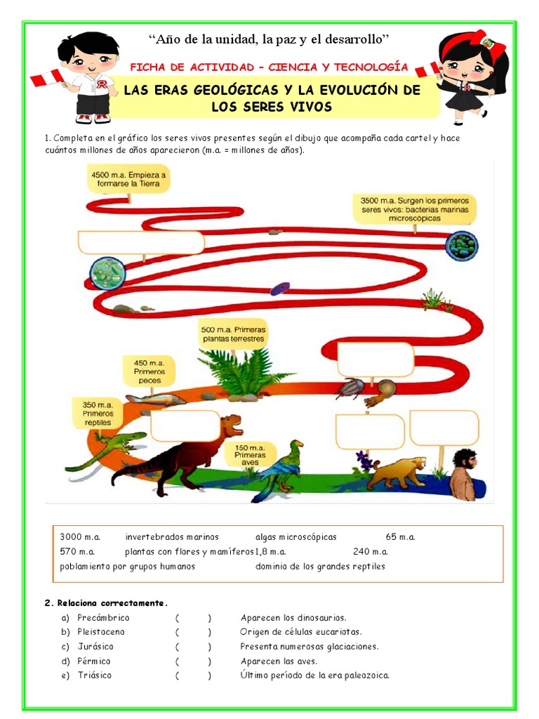 Ficha-Mart-Cyt-Las Eras Geológicas y La Evolución de Los Seres Vivos | PDF