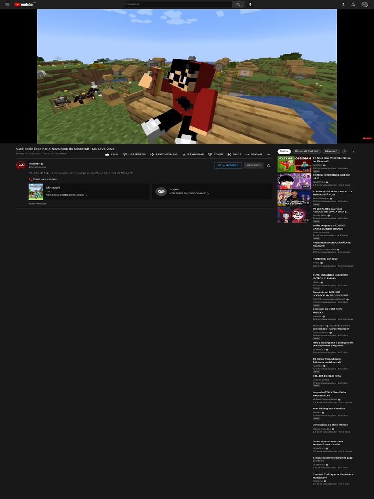 Você pode Escolher o Novo Mob do Minecraft - MC LIVE 2022 - YouTube ...