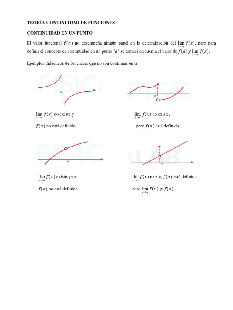 Continuidad y Discontinuidad de Funciones | PDF | Función continua ...