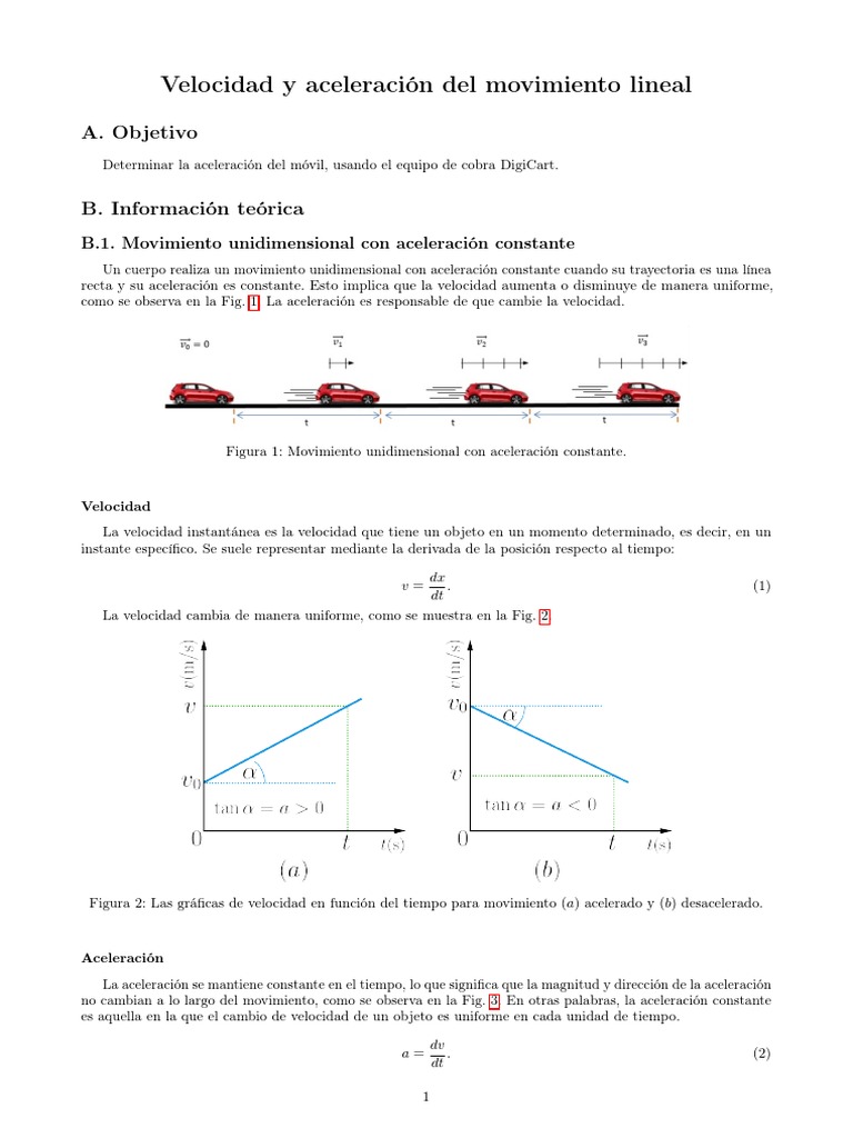 Velocidad y Aceleración en Movimiento Lineal | PDF | Aceleración ...
