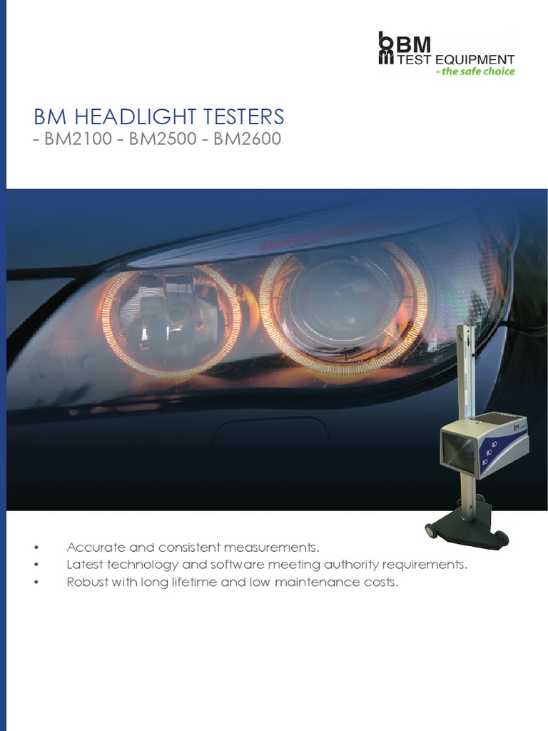 Brosur Headlight Testers | PDF | Headlamp | Rechargeable Battery