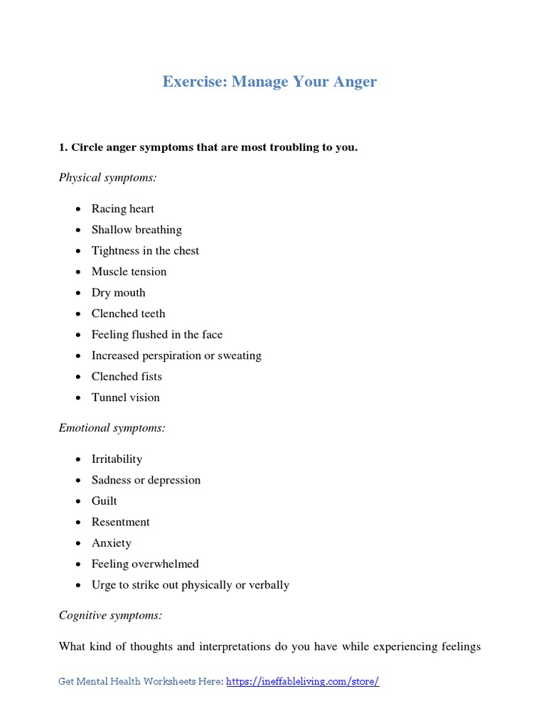 Anger Worksheets | PDF | Anger | Feeling