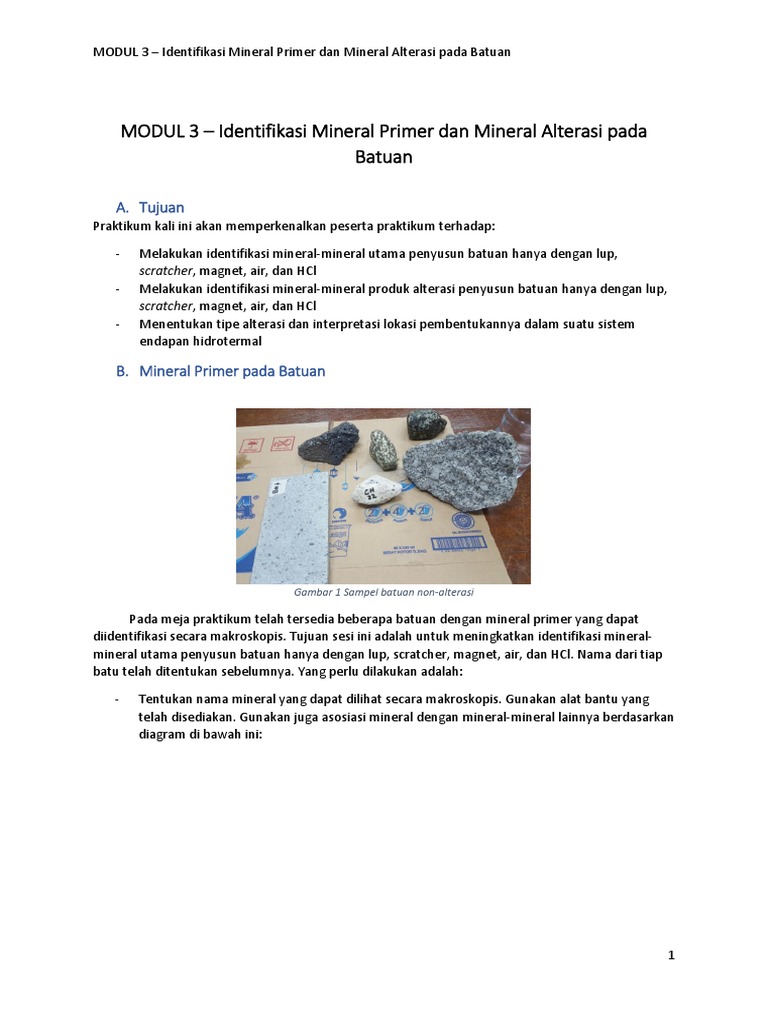 Praktikum 3 Minggu 4 - Mineral Primer Dan Mineral Alterasi Batuan | PDF