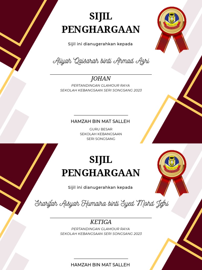 Sijil Glamour Raya | PDF