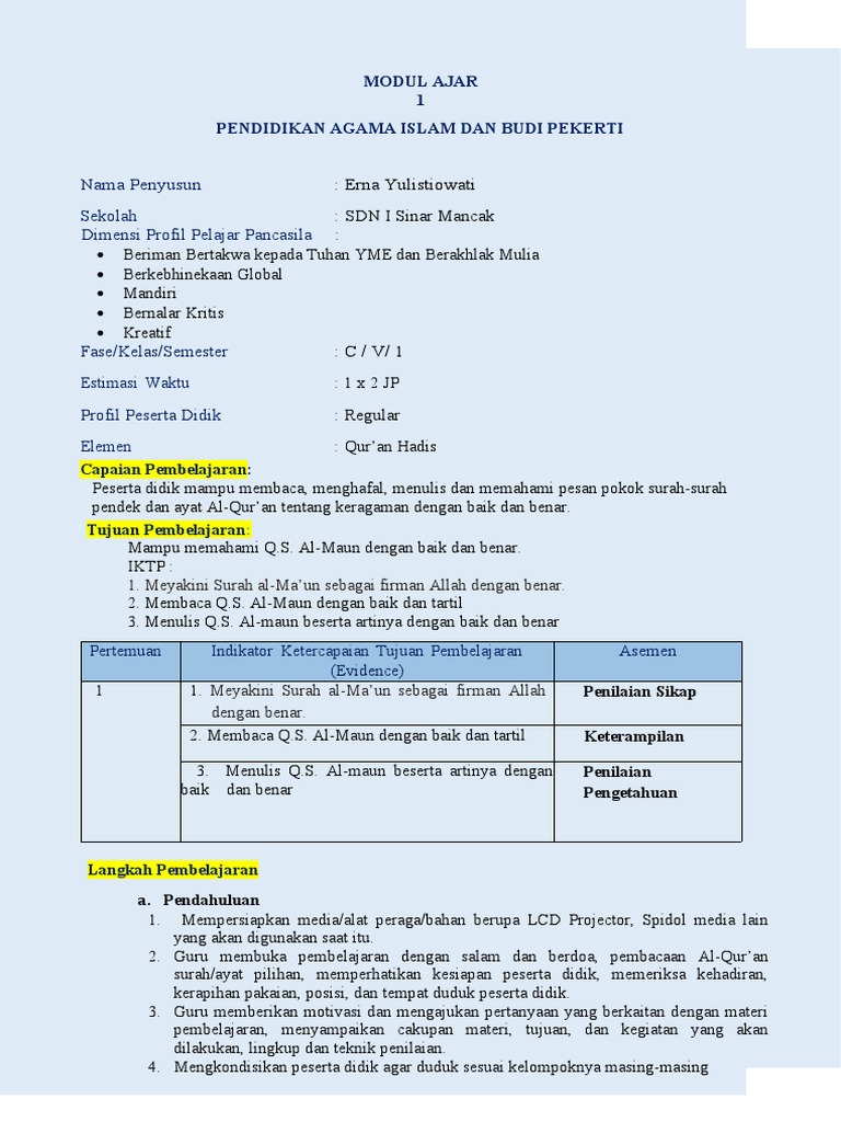 Modul Ajar Praktek 1 | PDF | Karier & Perkembangan | Seni & Disiplin Bahasa