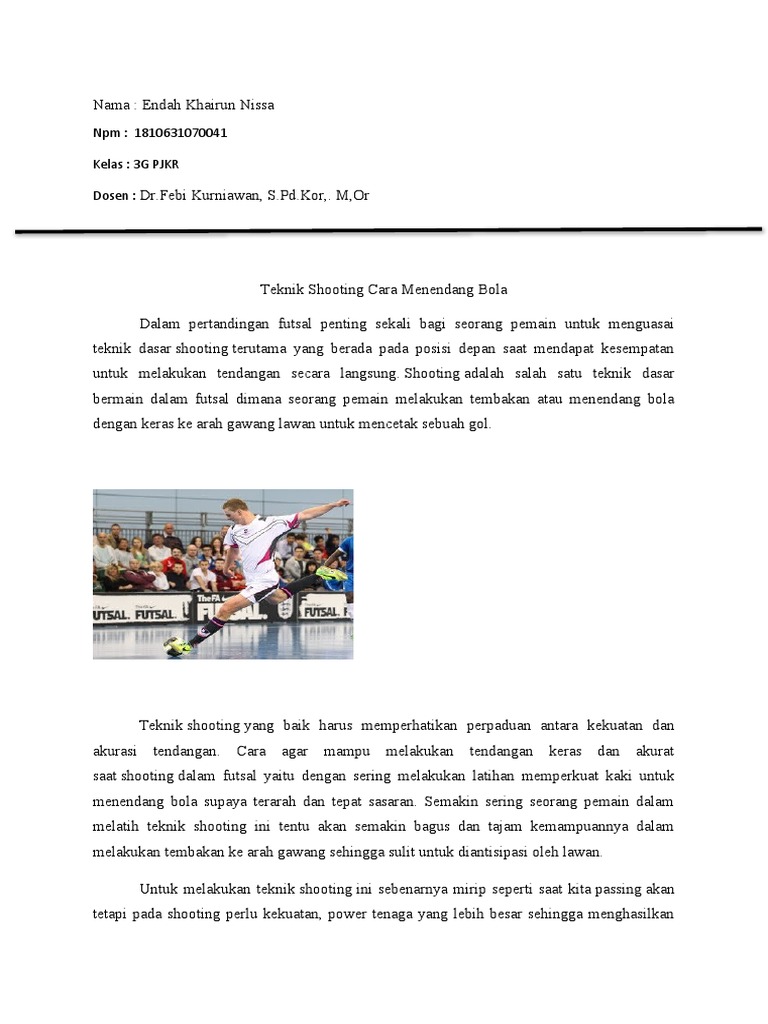 Teknik Dasar Shooting Futsal | PDF
