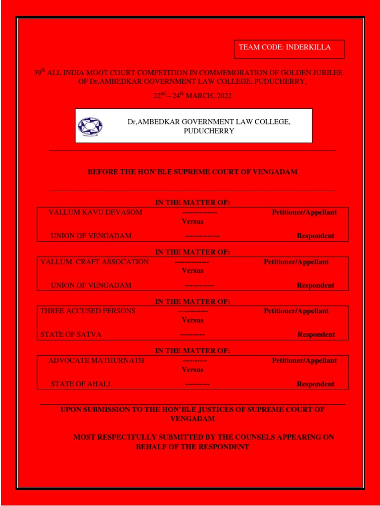 MOOt Respondent Final Draft 2 | PDF | Justice | Crime & Violence