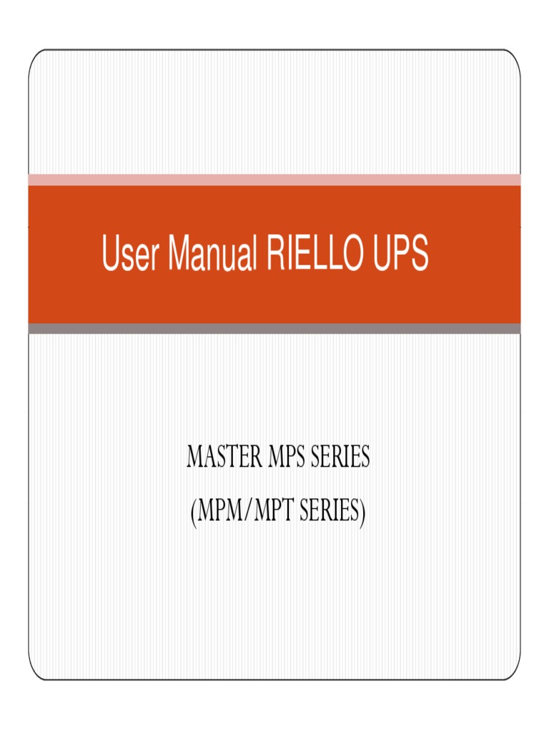 USER MANUAL - RIELLO UPS MPT Series-1 | PDF
