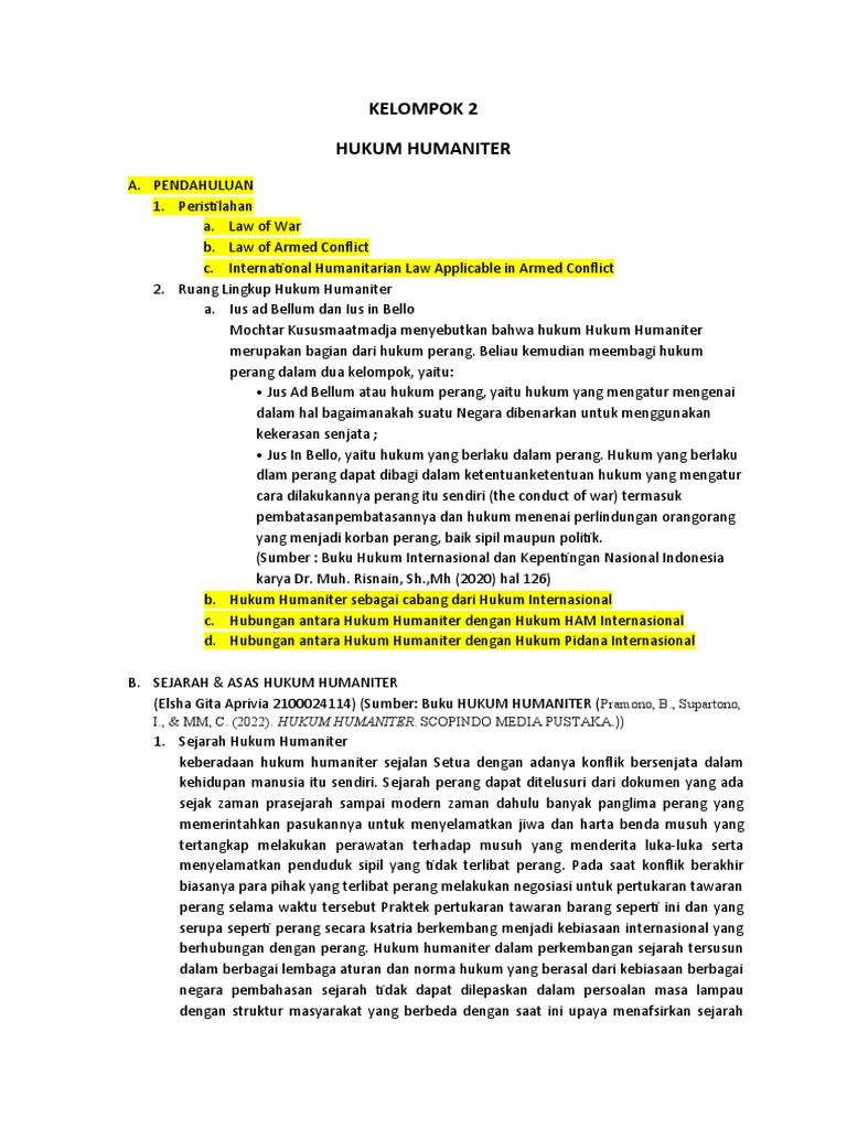 Hukum Humaniter: Sejarah dan Asasnya | PDF