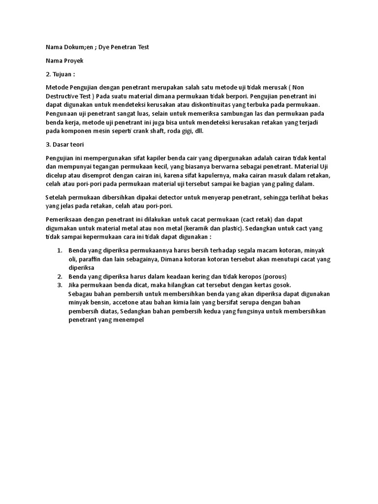 Dye Penetrant Test | PDF