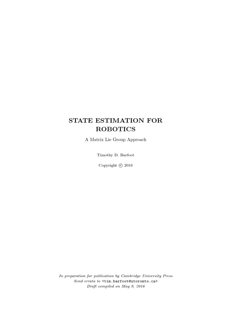 State Estimation For Robotics | PDF | Kalman Filter | Least Squares