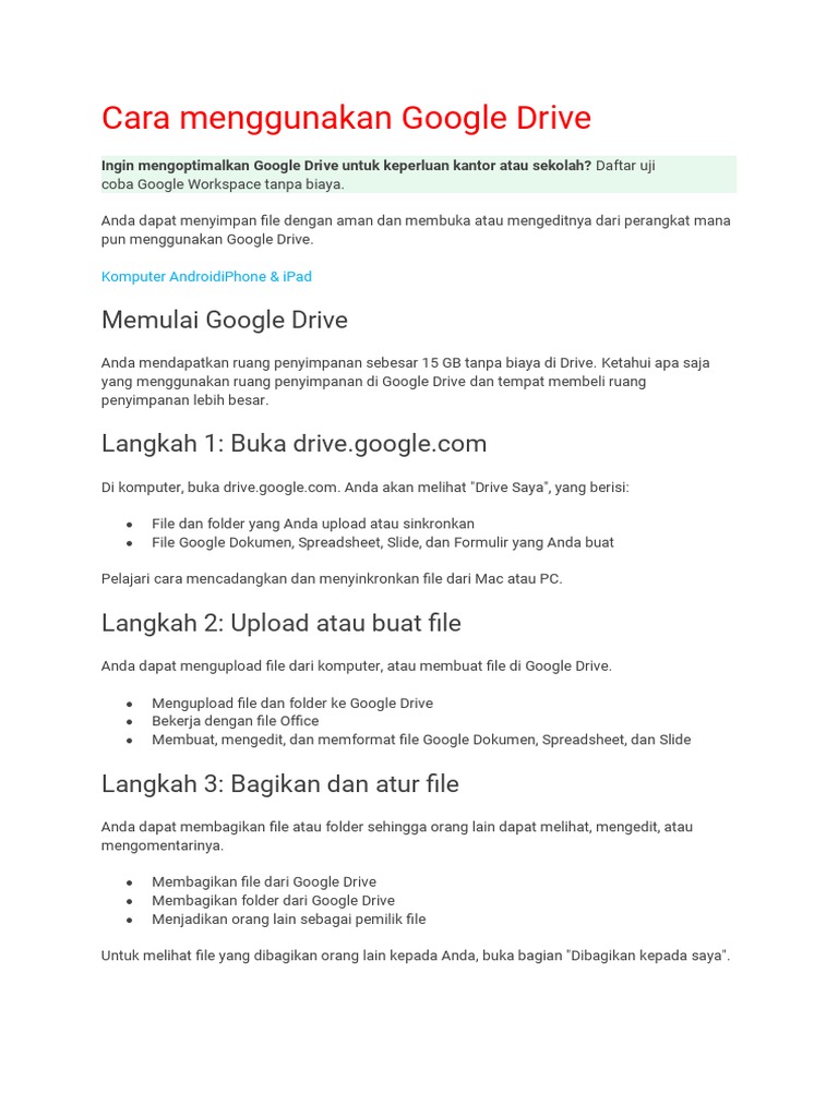 Cara Menggunakan Google Drive | PDF | Seni